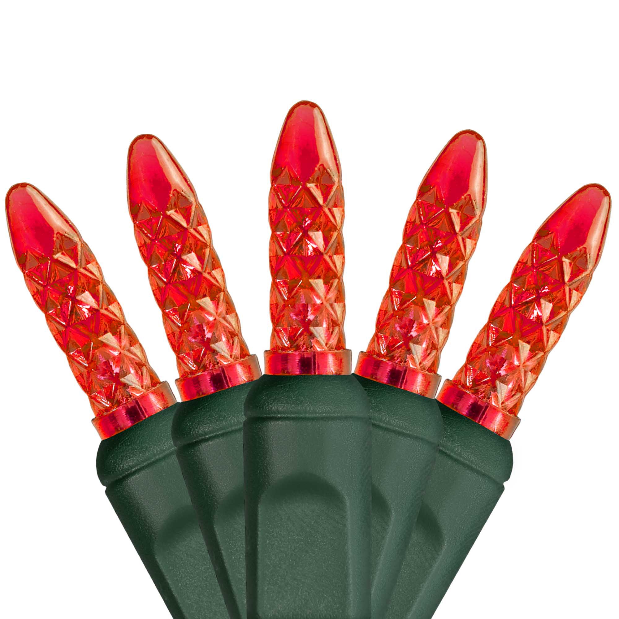 M5 Red LED Christmas Tree Lights on Green Wire - Wintergreen Corporation