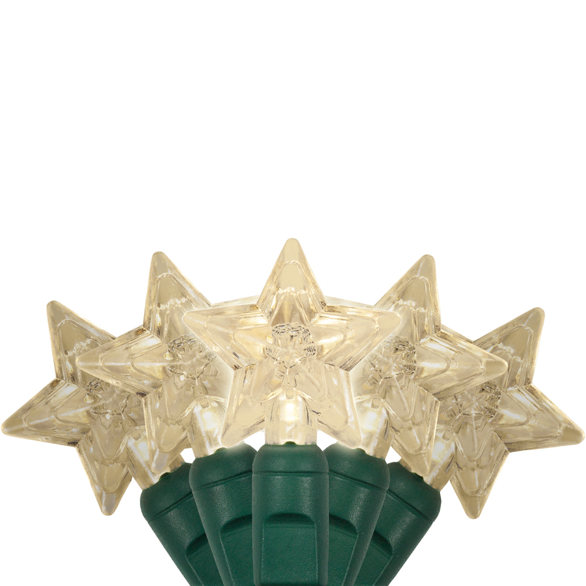 35 Warm White Star LED Christmas Lights, 6" Spacing - Wintergreen ...