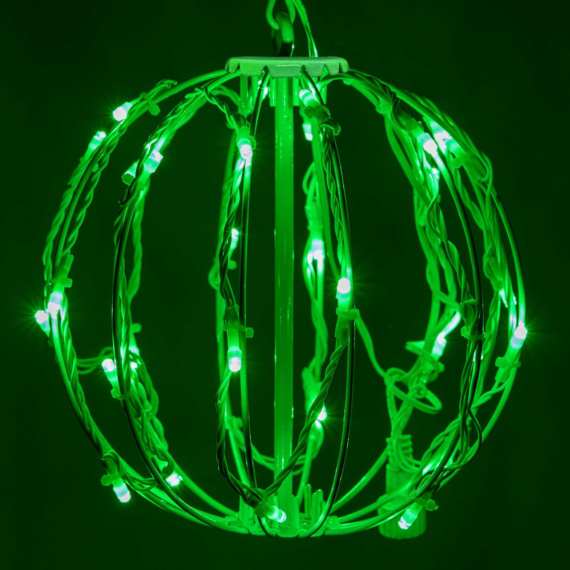 Green LED Light Ball, Fold Flat White Frame - Wintergreen Corporation