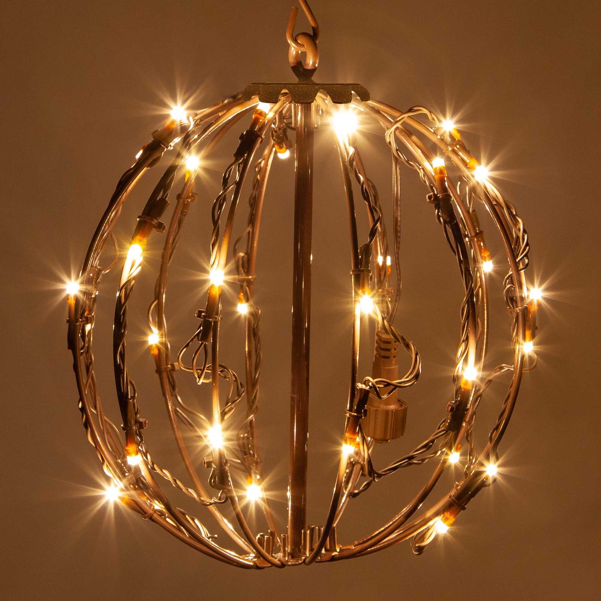Warm White LED Light Ball, Fold Flat Brown Frame - Wintergreen Corporation