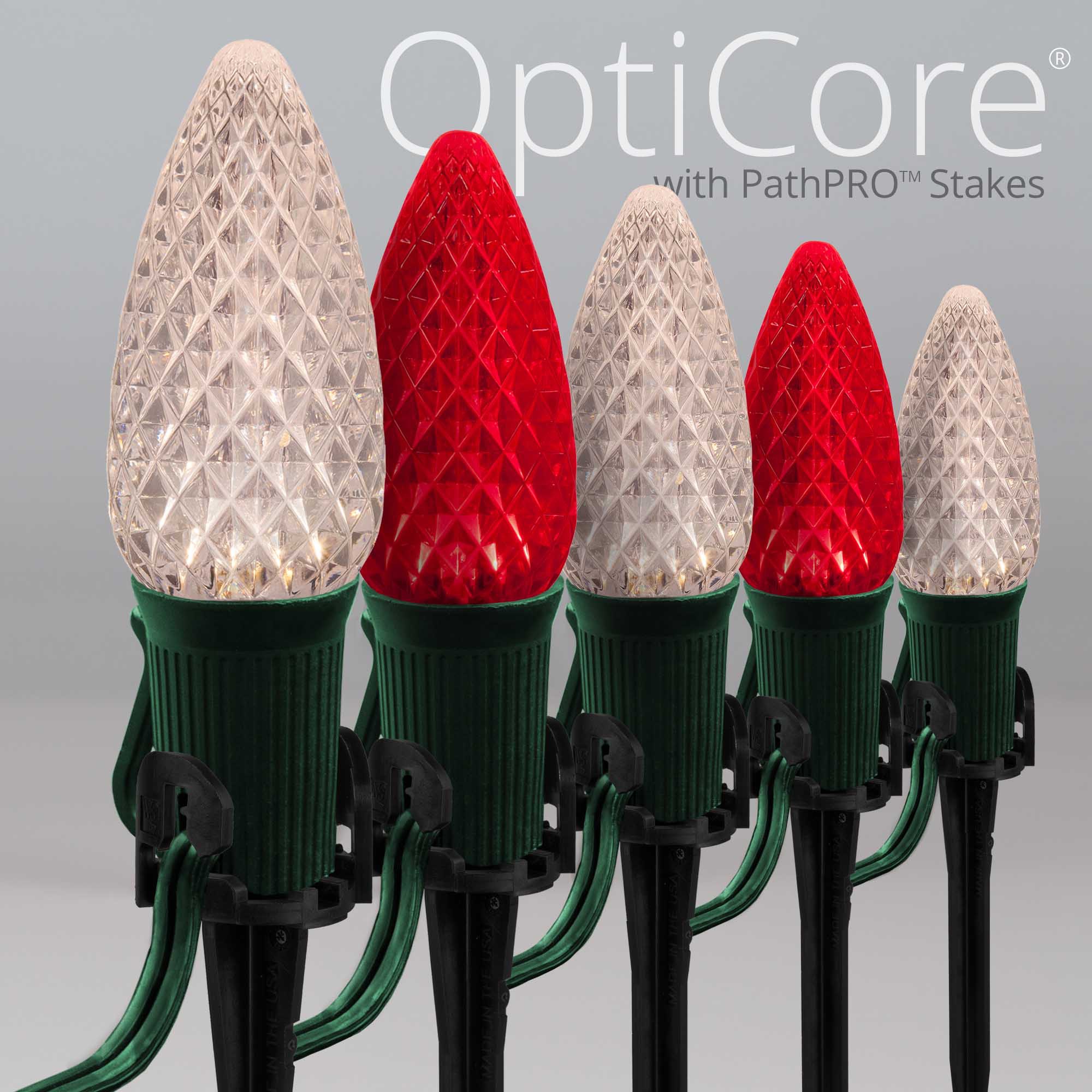 Christmas Lights - C9 Warm White / Red Opticore Christmas LED Pathway ...