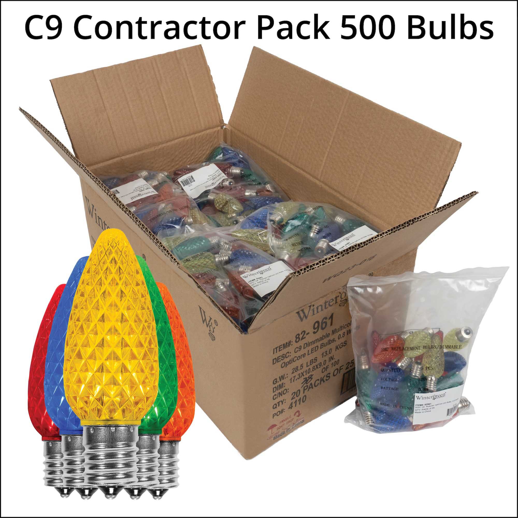 C9 120V Multicolor LED Replacement Bulbs - Wintergreen Corporation