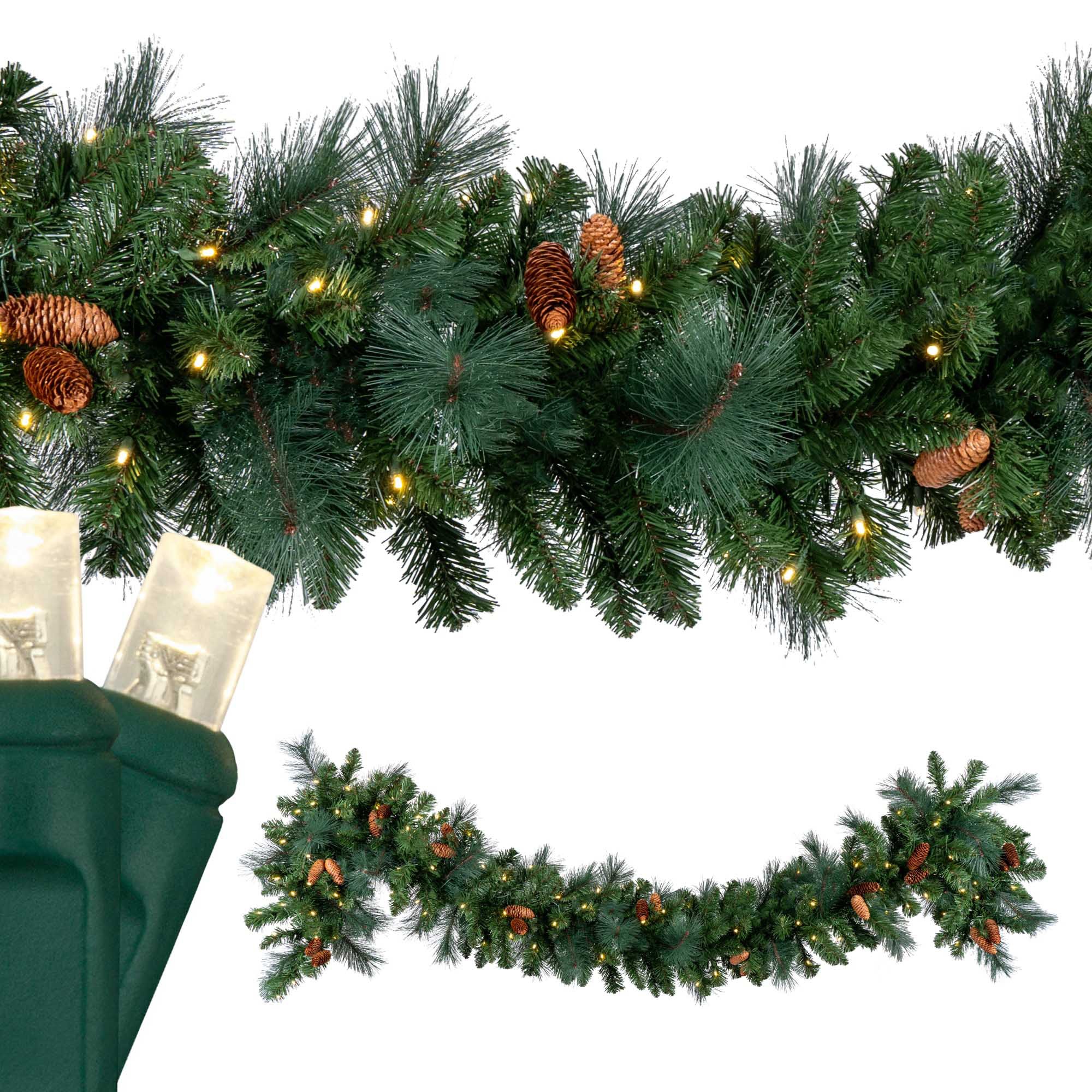 Mixed Noble Prelit Commercial LED Holiday Garland, Warm White Lights ...