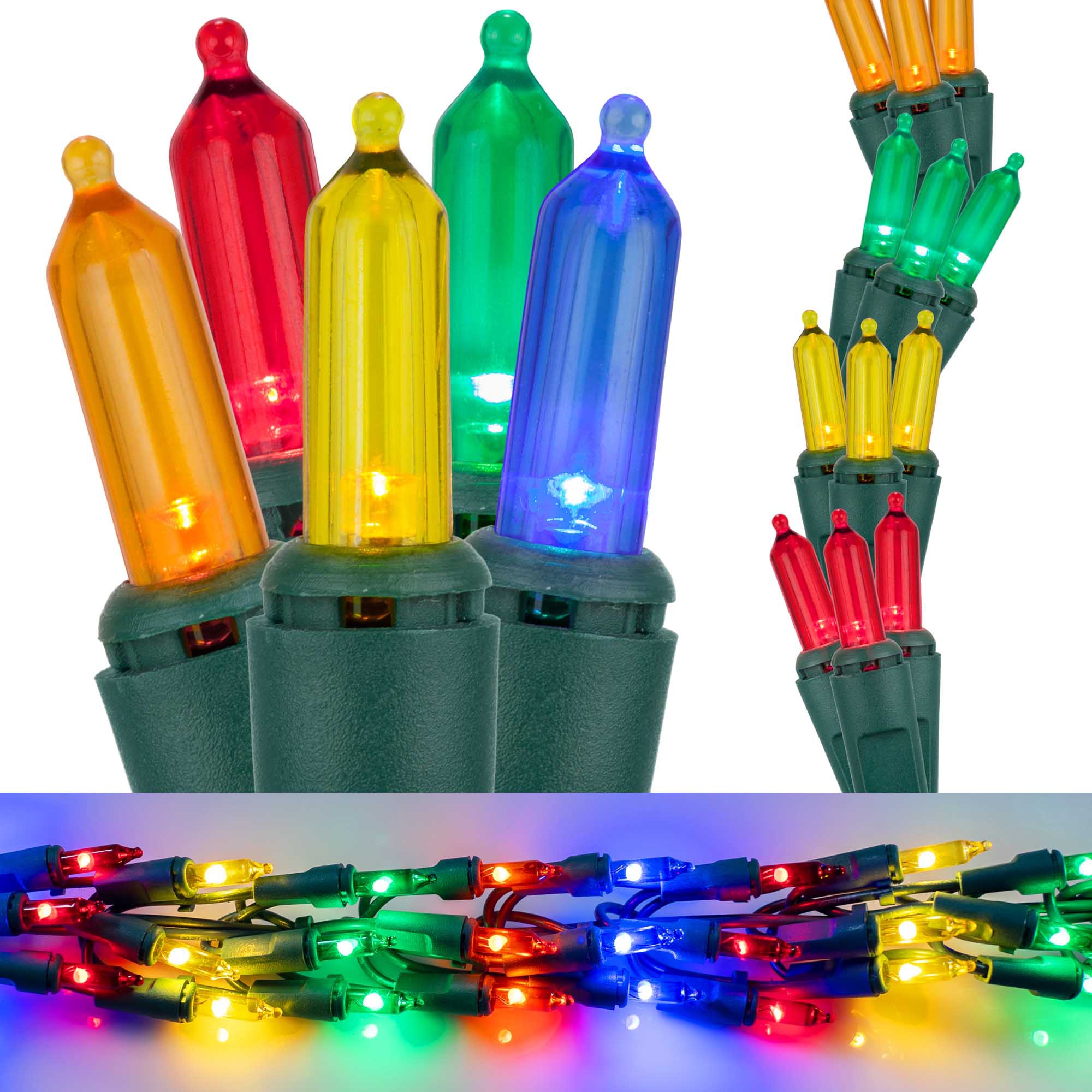 9' Garland Lights, 300 Multicolor LED Lights, Green Wire - Wintergreen ...