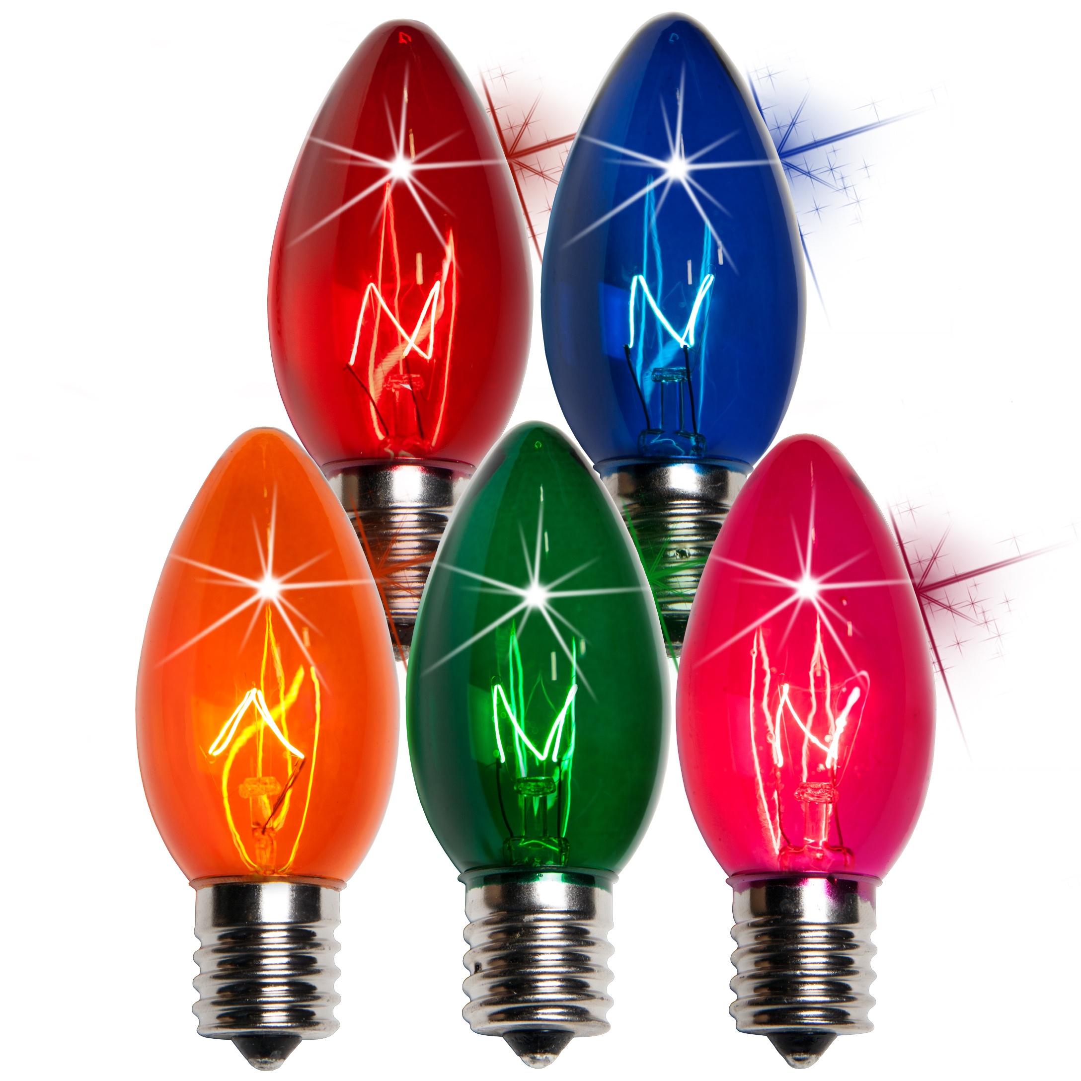 C9 Twinkle Multicolor Triple Dipped Transparent Bulbs - Wintergreen ...