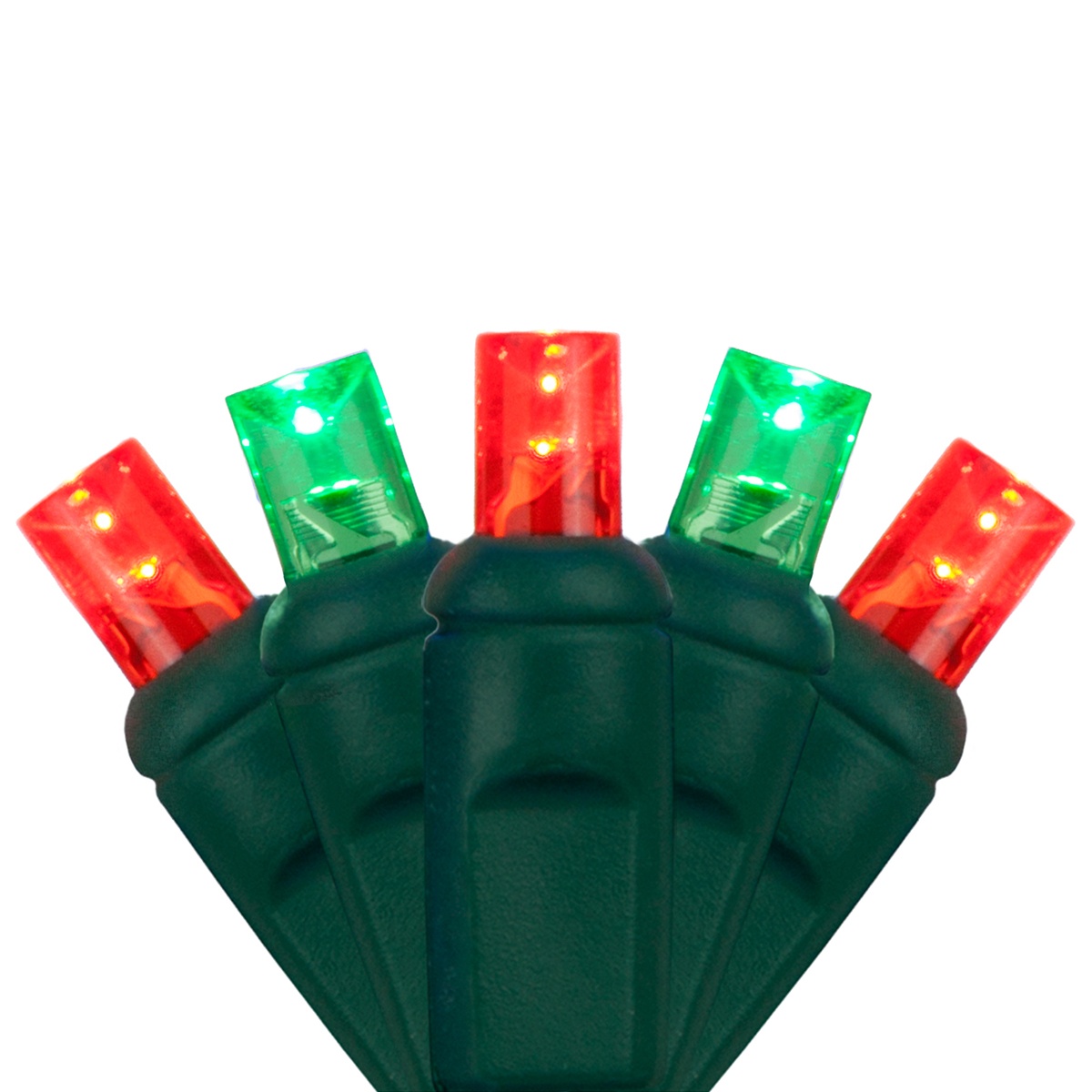 5mm Wide Angle Red, Green LED Christmas Lights on Green Wire ...