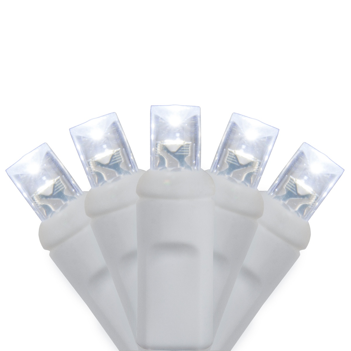 5mm Wide Angle Cool White LED Christmas Lights on White Wire ...