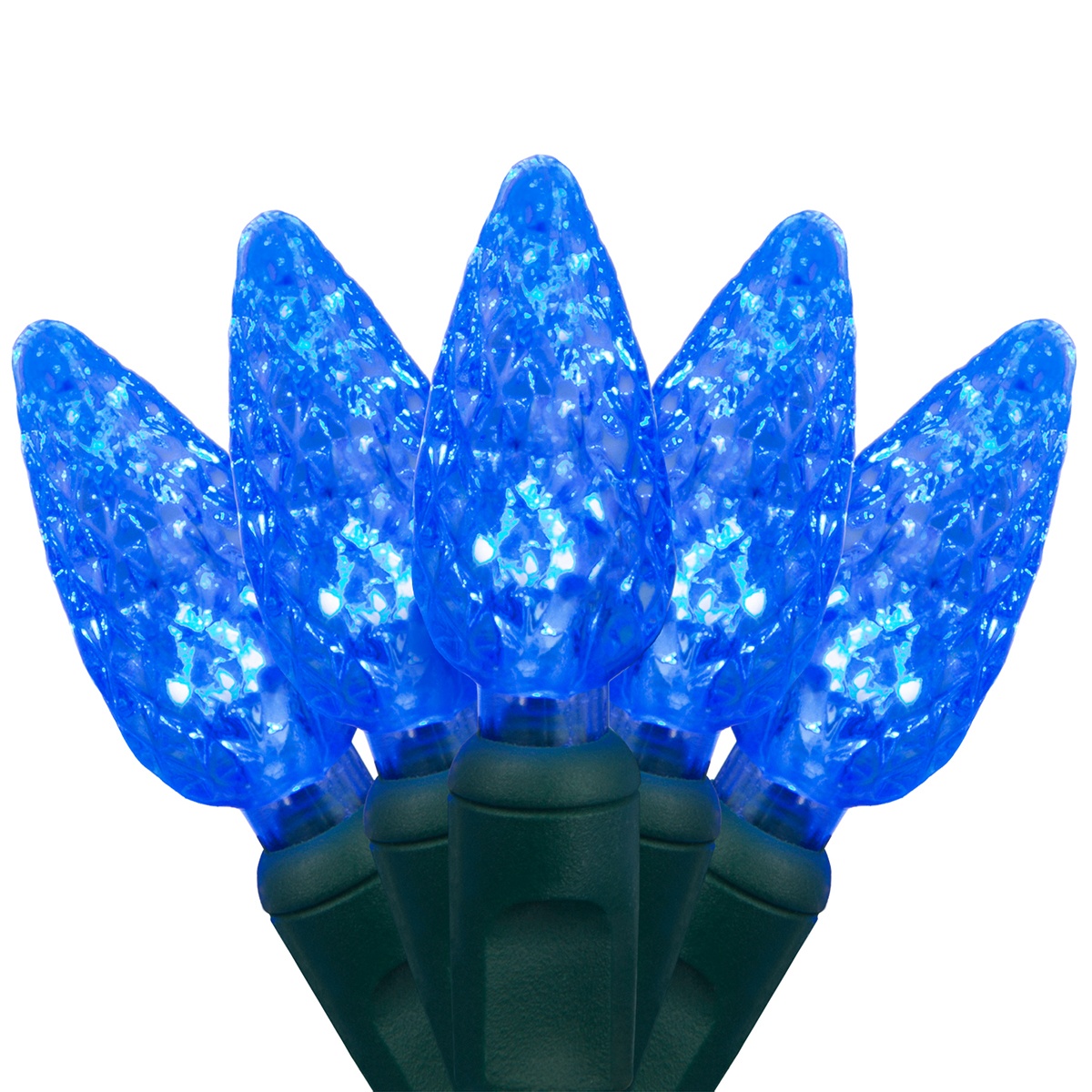 C6 Strawberry Blue LED Christmas Lights on Green Wire - Wintergreen ...