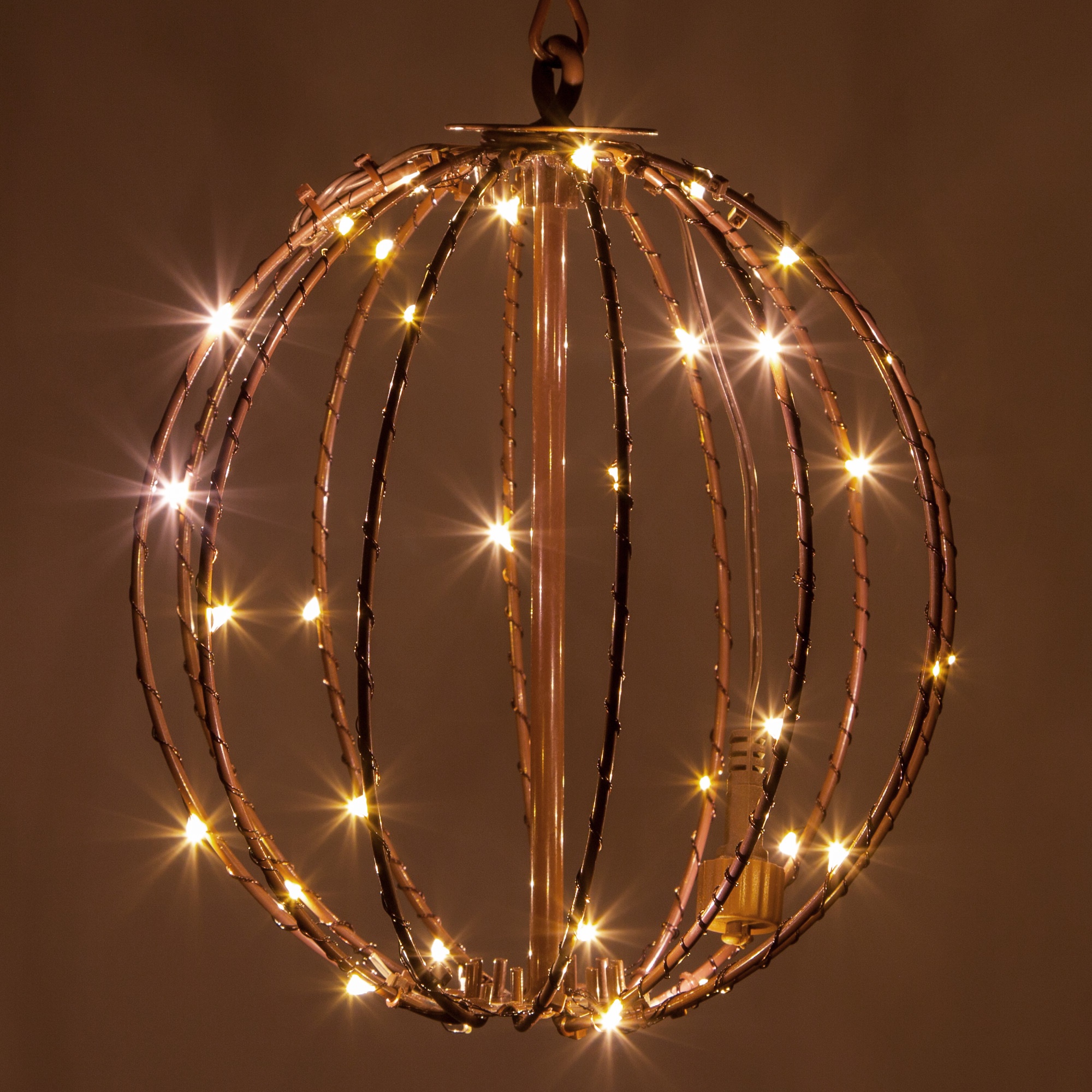 Warm White LED Fairy Light Ball, Fold Flat Brown Frame - Wintergreen ...