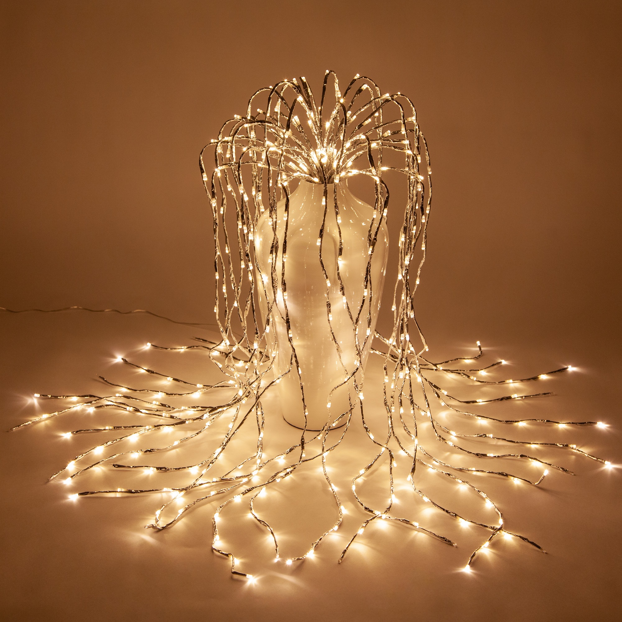 Silver Lighted Willow Falling Branches Warm White LED Twinkle ...