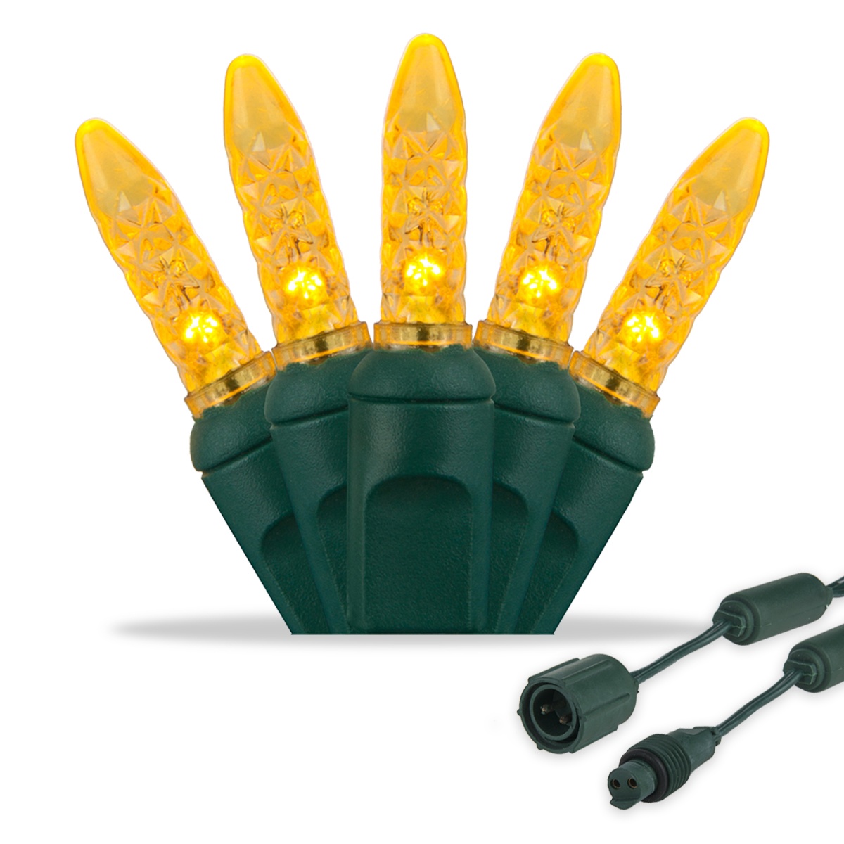 M5 Gold LED Christmas Tree Lights on Green Wire - Wintergreen Corporation