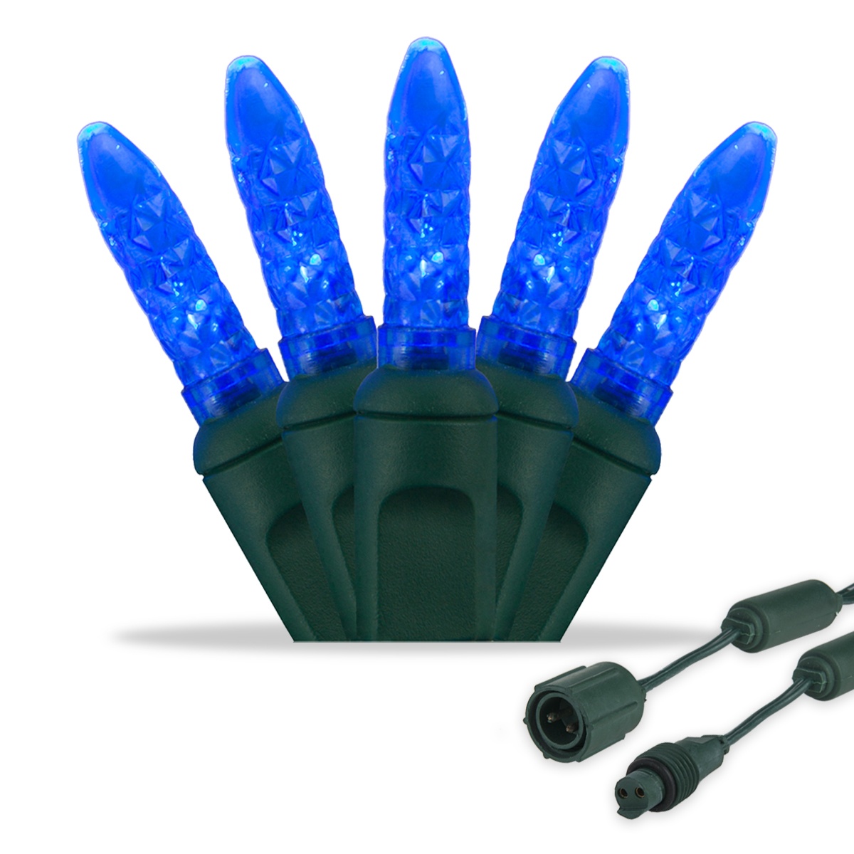 M5 Blue LED Christmas Tree Lights on Green Wire - Wintergreen Corporation